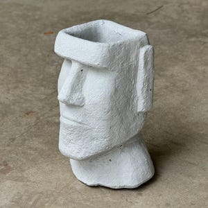 Concrete Moai Planter Statue Stone Flowers Pot Figure Moai Head ...