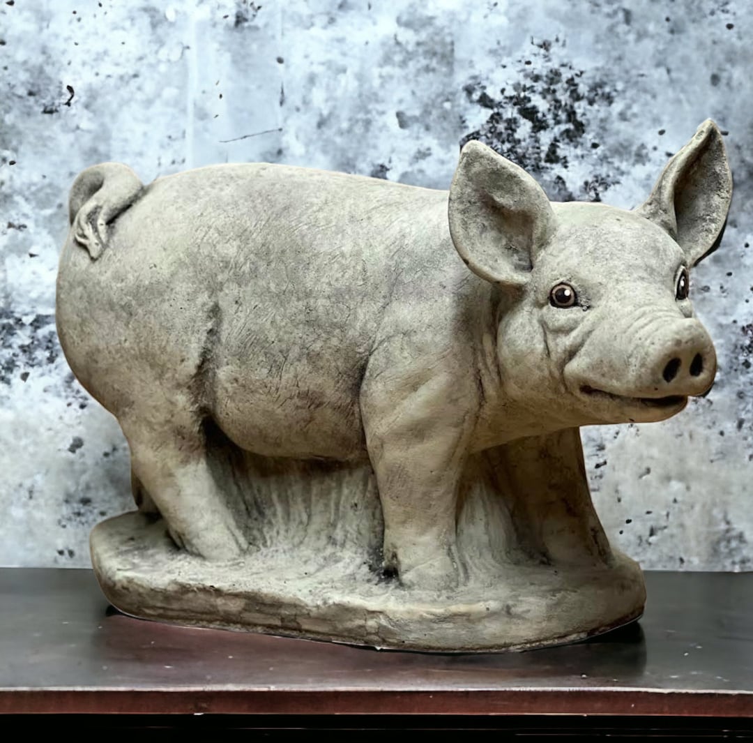 Detailed Standing Pig Statue Concrete Pig Figurine Realistic Farm ...