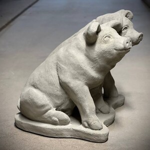 Two Farm Pigs Statue Massive Two Piglets Sculpture Large Potbelly ...