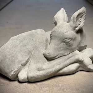 Laying Fawn Statue Massive Deer Sculpture Forest Animal Decoration - Etsy