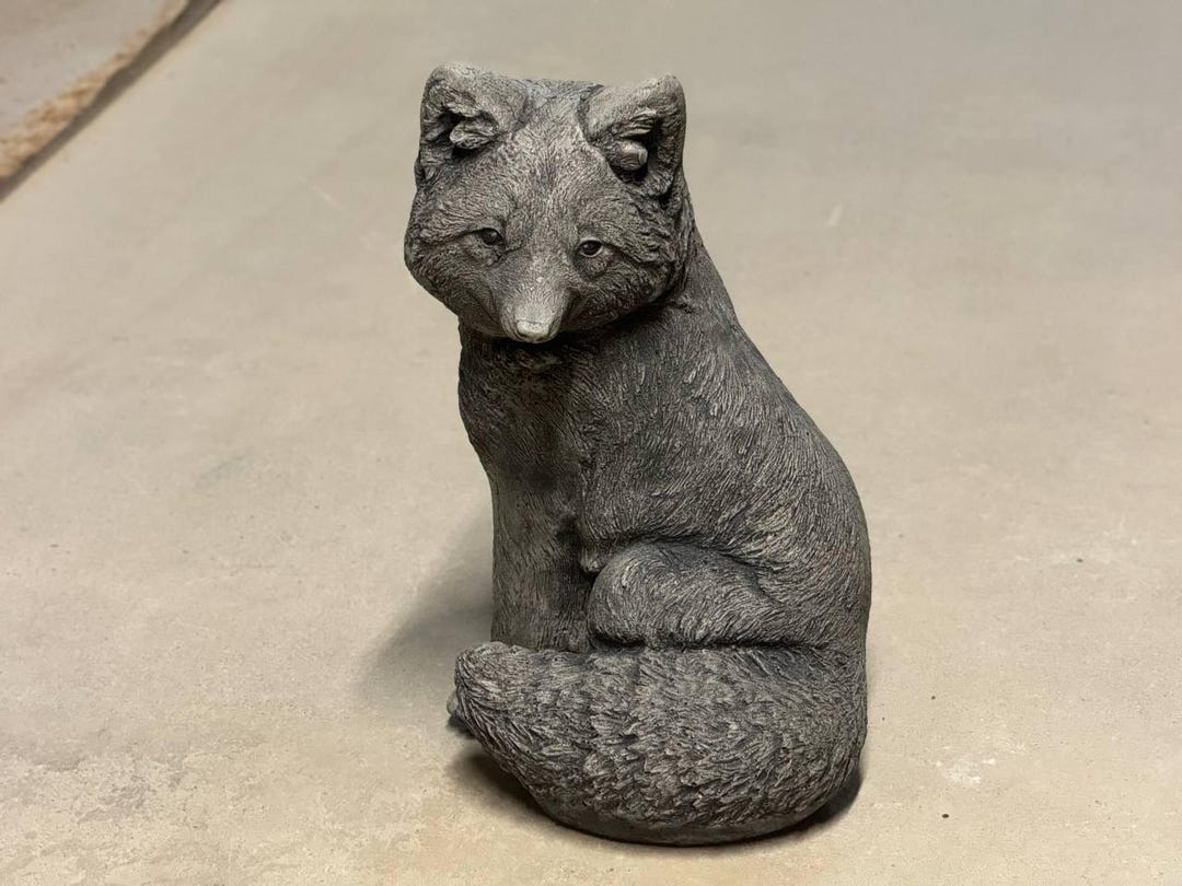 Painted Fox Sculpture Sitting Fox Statue Stone Animal Concrete Fox ...