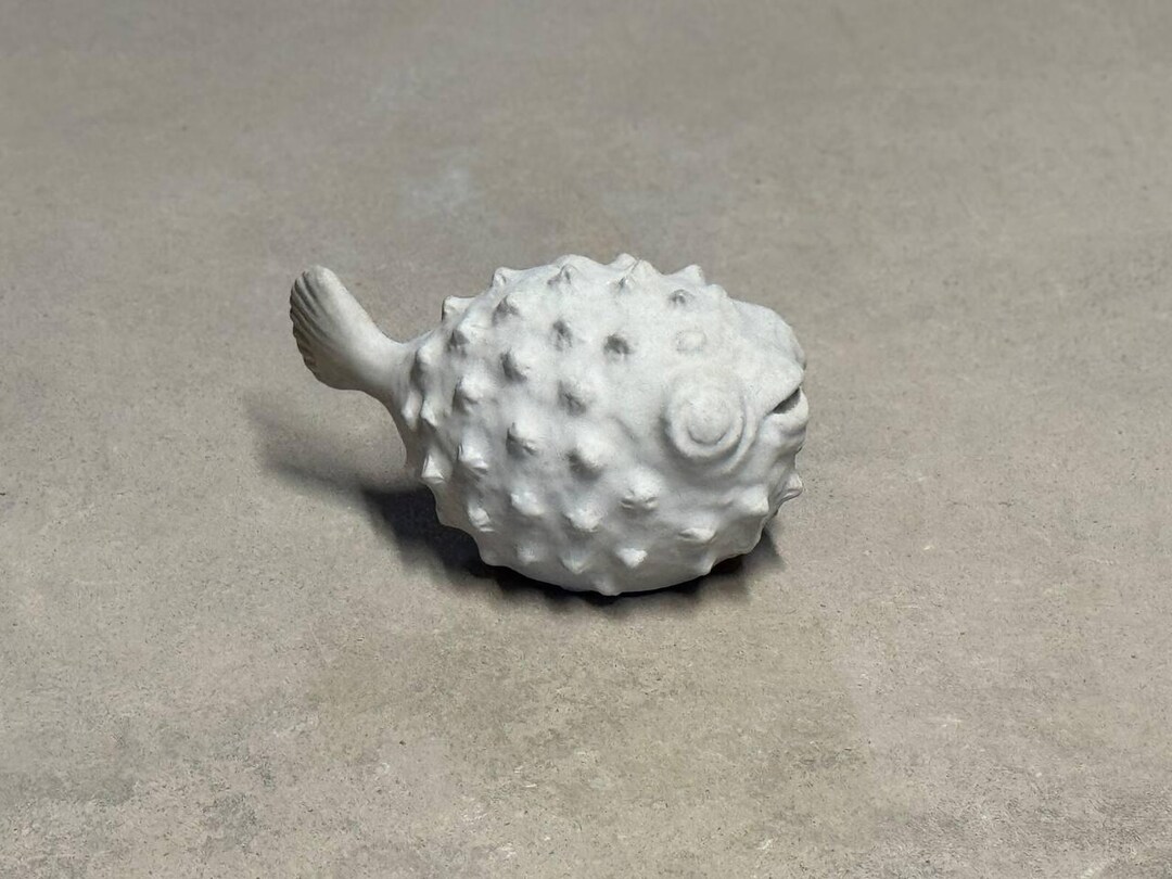 Pufferfish Laying Statue Detailed Pufferfish Figurine Concrete Fish ...