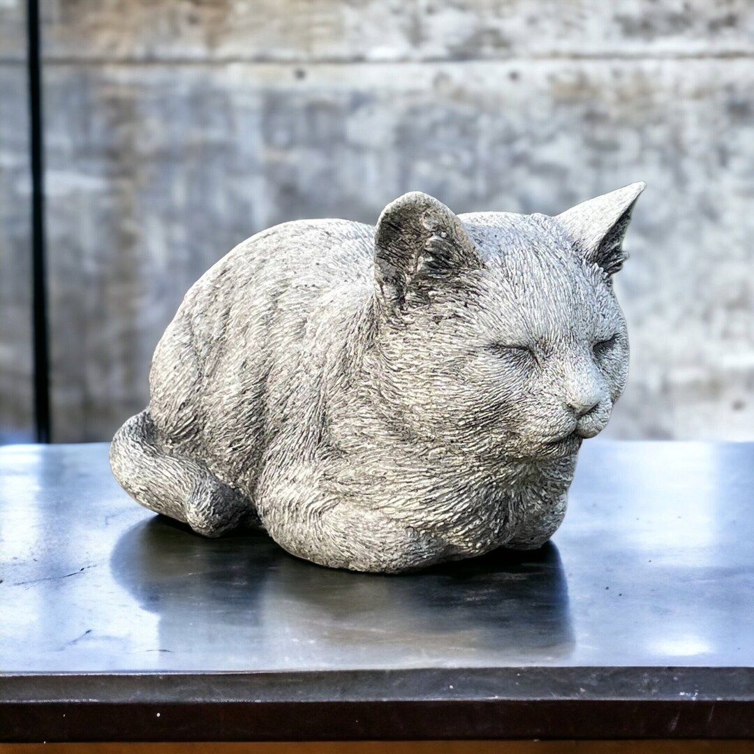 Concrete Cat Statue Detailed Cat Figurine Garden Backyard or Patio ...