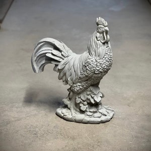 Concrete Chicken Rooster Statue Standing Rooster on Base Figurine ...