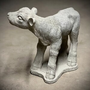 Realistic Standing Calf Statue Concrete Detailed Cow Figurine Outdoor ...