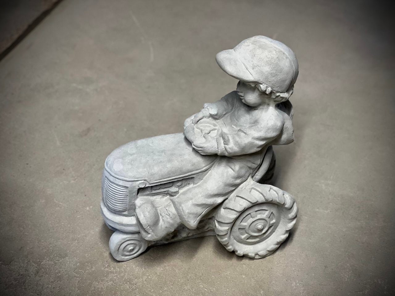 Boy on Tractor Statue Concrete Boy With Tractor Figure Outdoor - Etsy