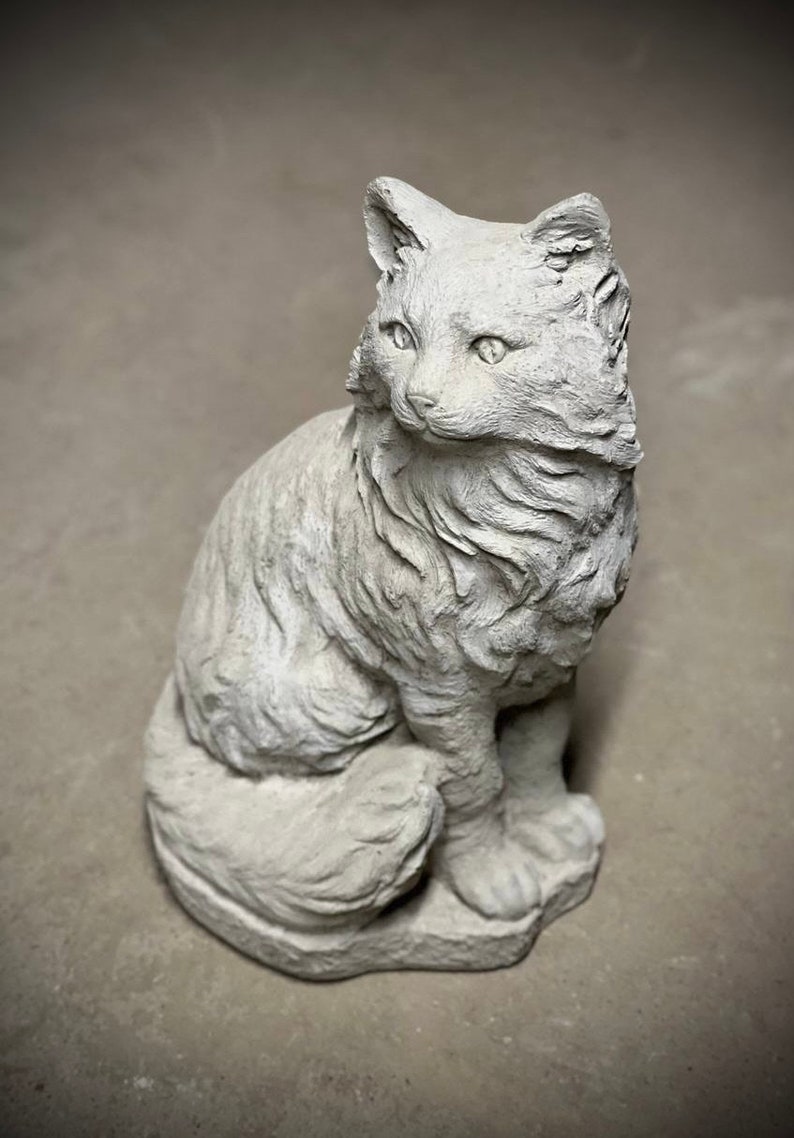 Concrete Cat Statue Sitting Cat Figure Detailed Kitty Figurine - Etsy
