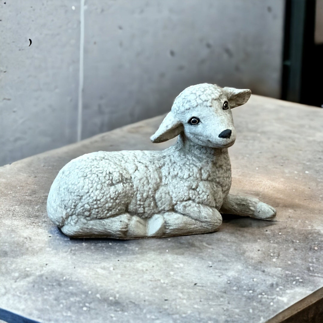 Resting Lamb Statue Concrete Sheep Figurine Outdoor Farm Decoration - Etsy