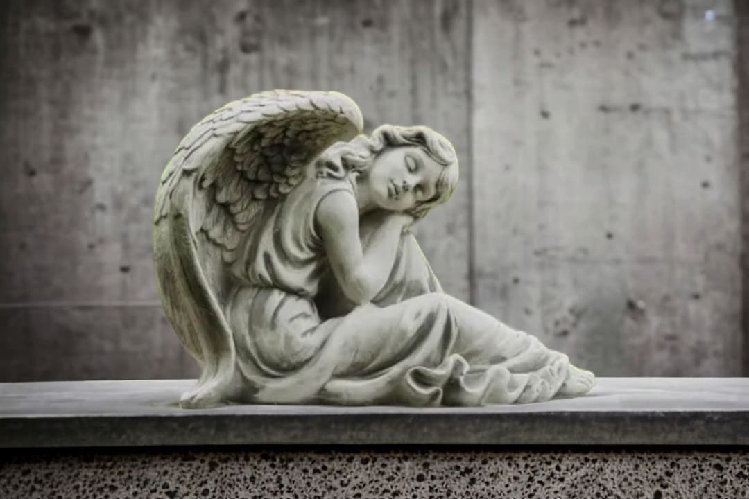 Angel Leaning on Base Statue Concrete Girl With Foot Out Sculpture ...