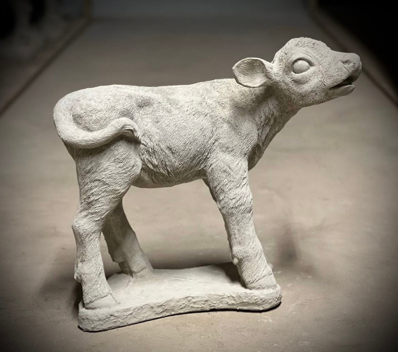 Realistic Standing Calf Statue Concrete Detailed Cow Figurine Outdoor ...