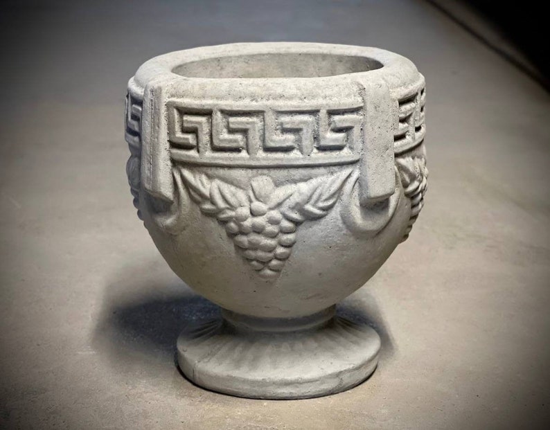 Concrete Garden Urn With Grapes Statue Stone Flowers Pot Figure ...