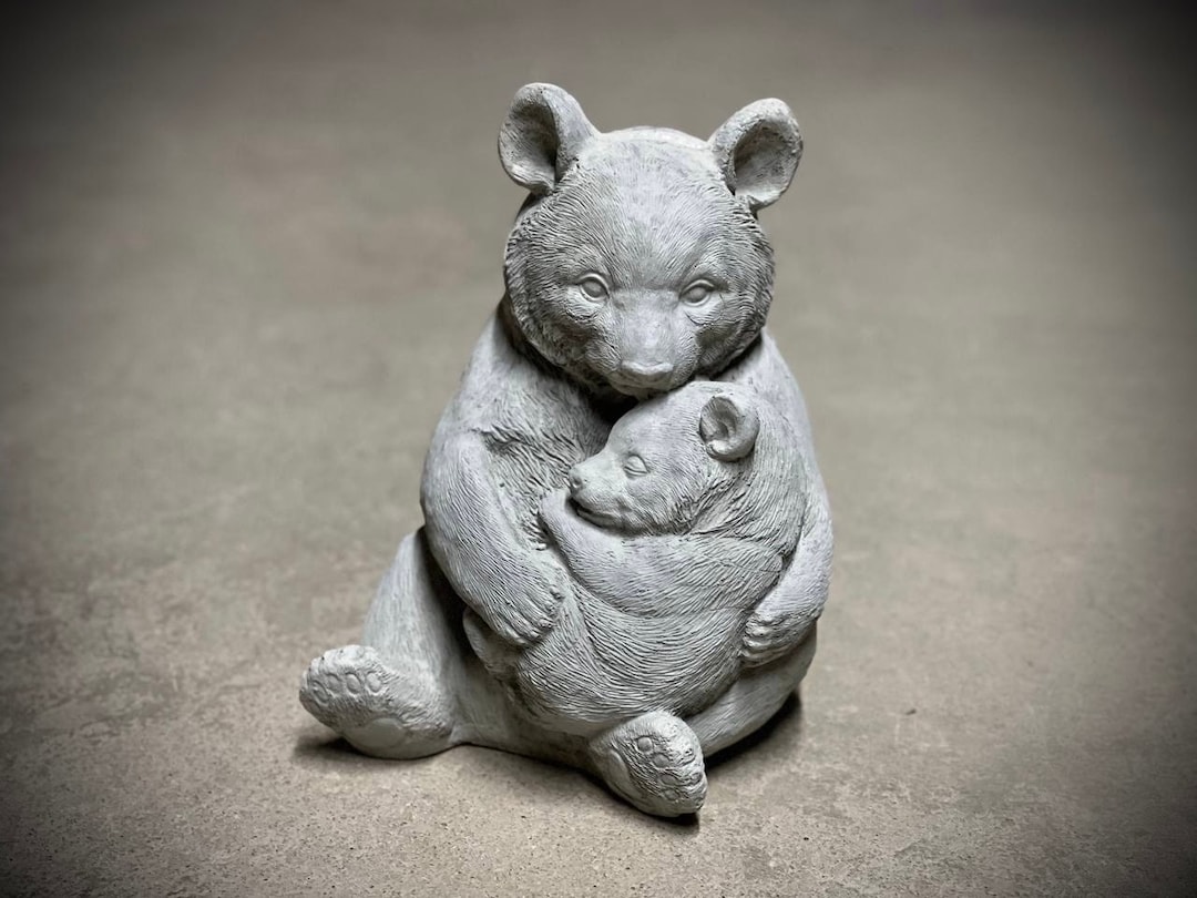 Concrete Panda Bear With Baby Statue Sitting Two Bears Figure - Etsy