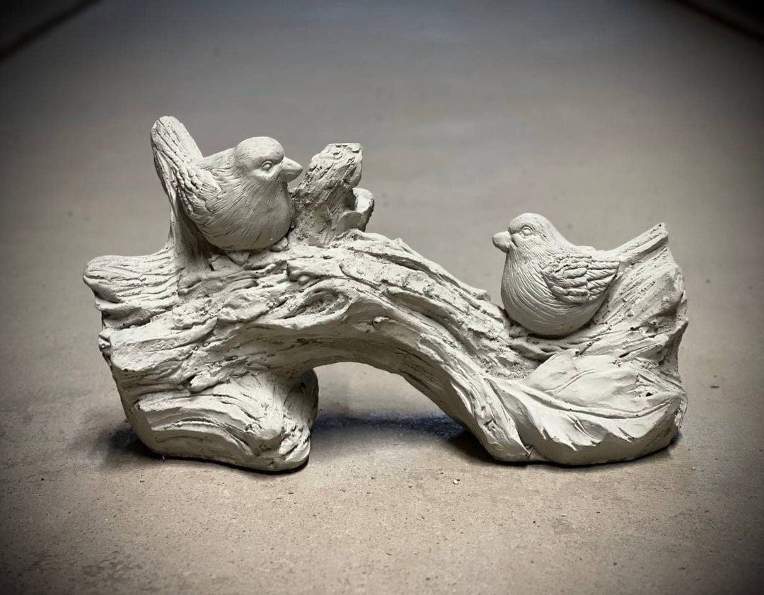 Two Birds on Branch Statue Two Cardinals Sitting on Stump Sculpture ...