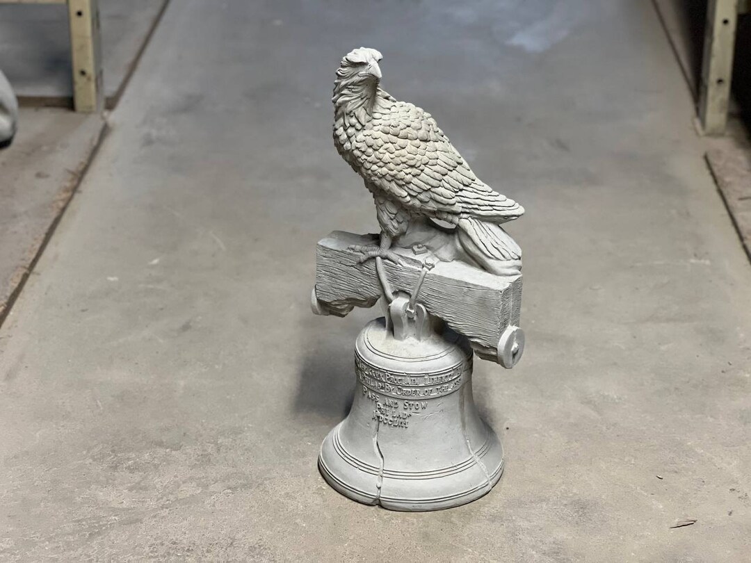 Eagle Sitting on Bell Statue Concrete Eagle Figurine Outdoor Garden ...