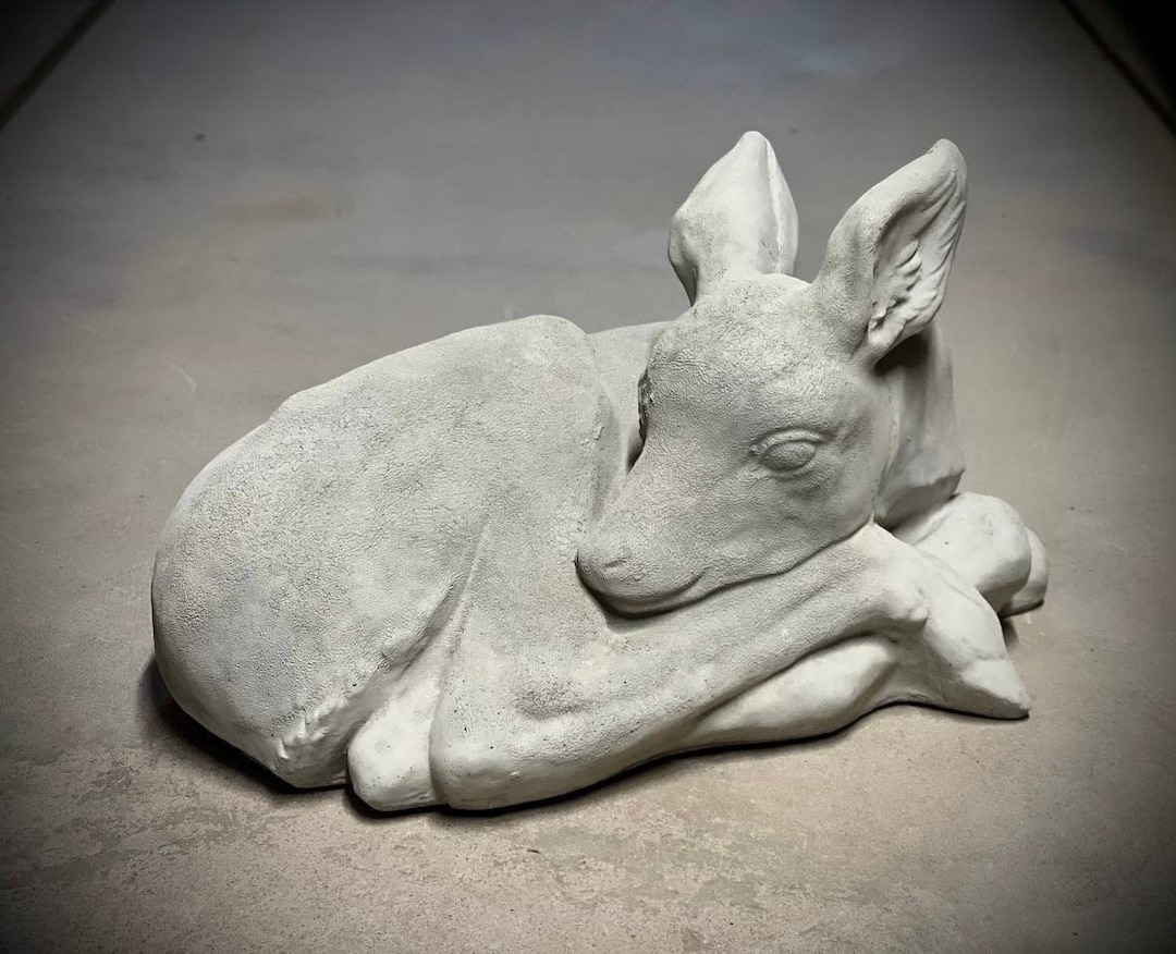 Laying Fawn Statue Massive Deer Sculpture Forest Animal Decoration - Etsy