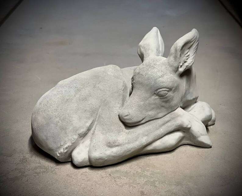 Laying Fawn Statue Massive Deer Sculpture Forest Animal Decoration - Etsy