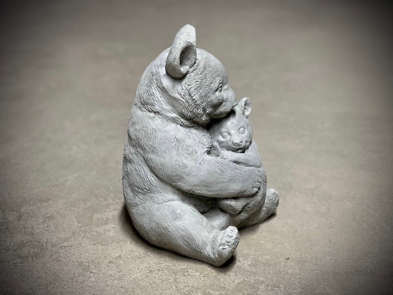 Concrete Panda Bear With Baby Statue Sitting Two Bears Figure Outdoor ...