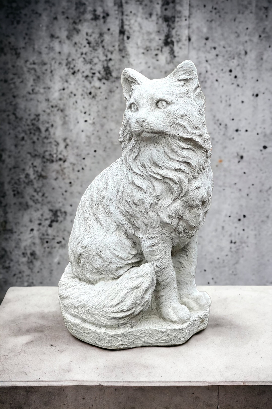 Sitting Cat Garden Statue Concrete Cat Memorial Figure Outdoor or ...