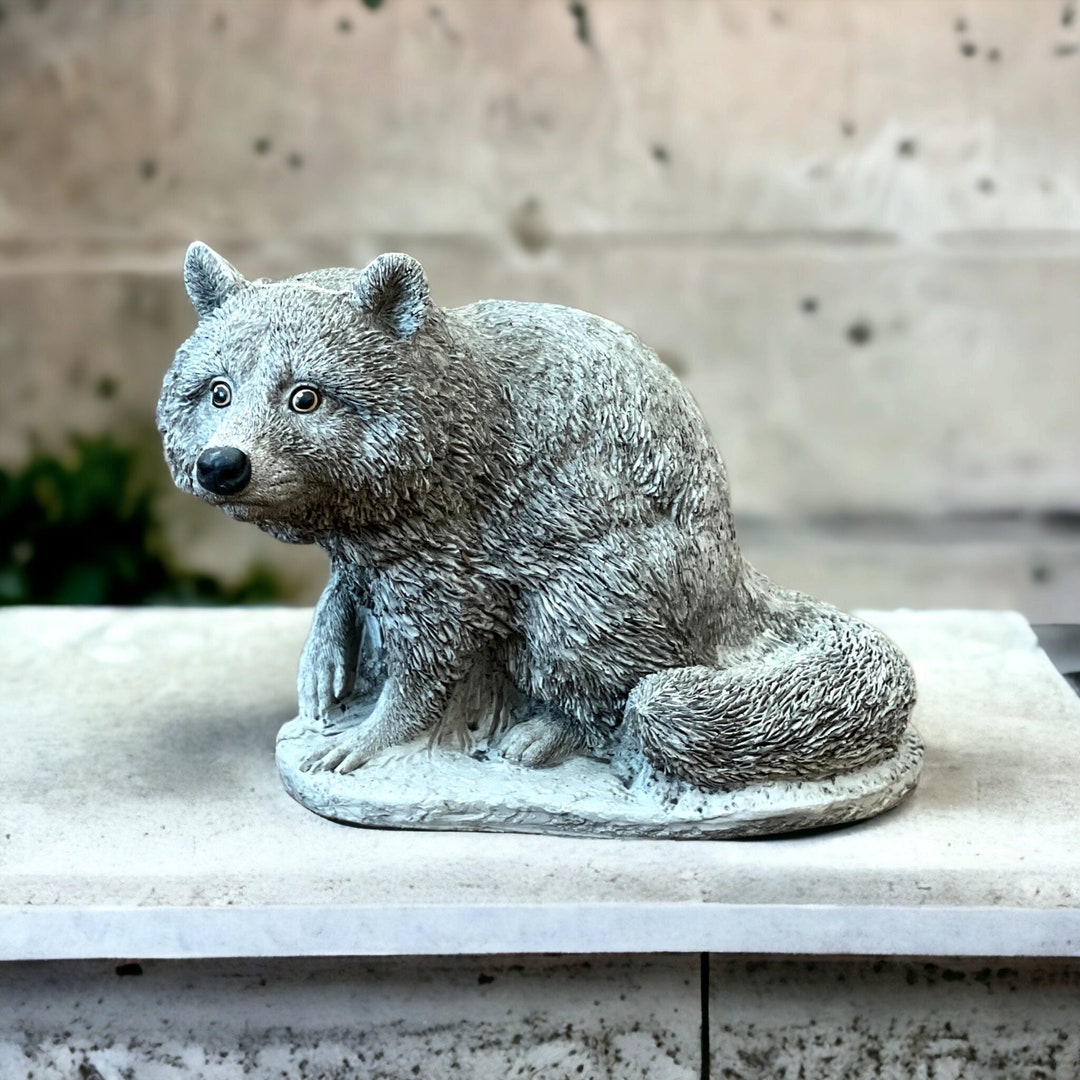 Crouching Raccoon Statue Detailed Raccoon Figure Outdoor Backyard or ...