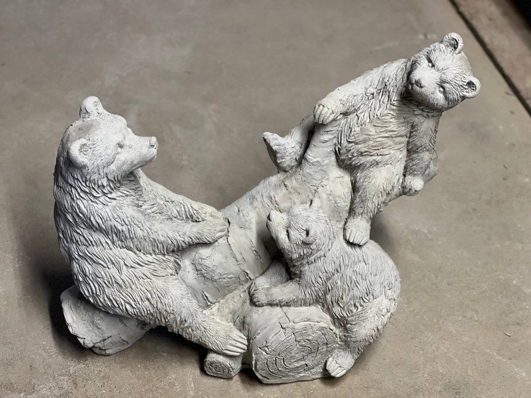 Three Bears Teeter Tottering Statue Concrete Figure of Playing - Etsy