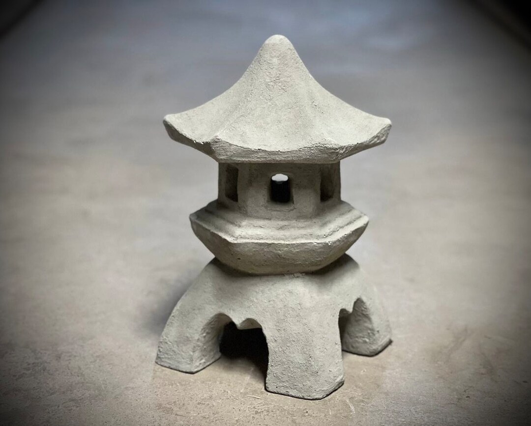 Concrete Pagoda Statue Detailed Asian Lantern Figure Stone Indoor or ...