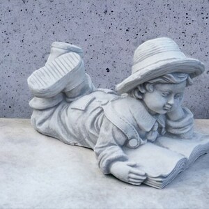 Boy Reading Book Statue Laying Kid With Book Figurine Massive Boy ...