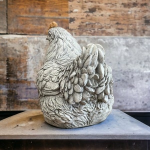 Concrete Hen Chicken Statue Sitting Hen Chicken Figurine Farm Stone ...