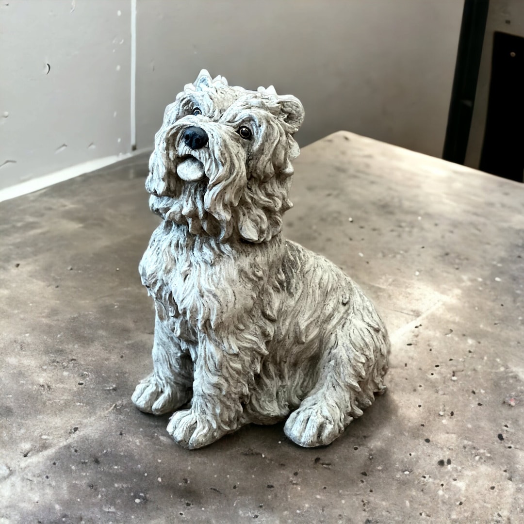 Sitting Maltese Dog Figure Concrete Maltese Dog Statue Outdoor or ...