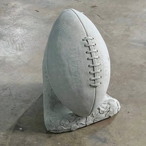 Football on a Stand Statue Concrete Soccer Ball on Base Figurine ...