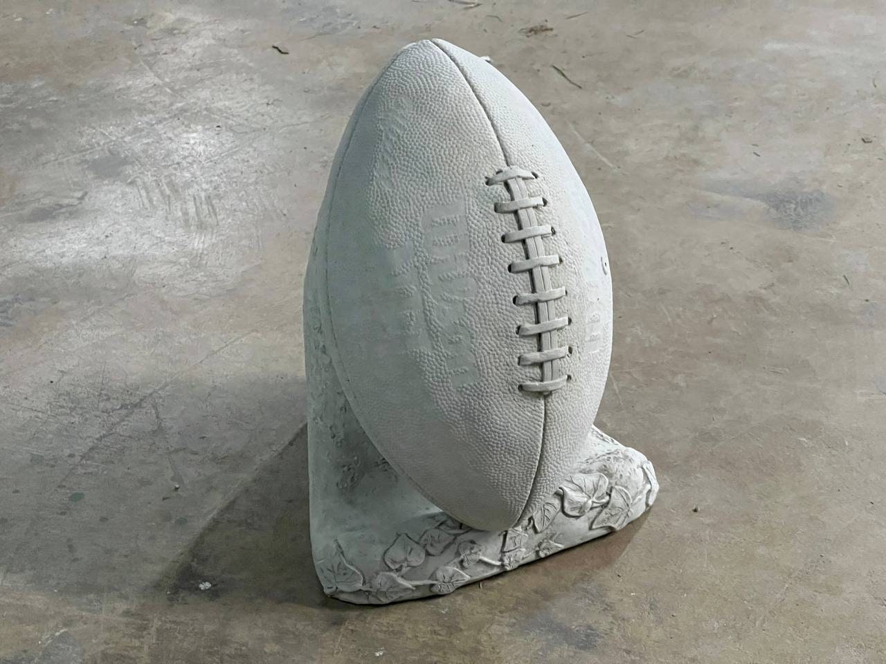 Football on a Stand Statue Concrete Soccer Ball on Base Figurine ...