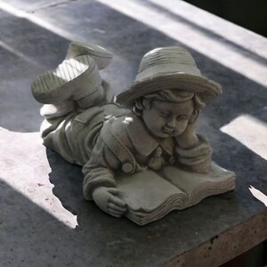 Boy Reading Book Statue Laying Kid With Book Figurine Massive Boy ...