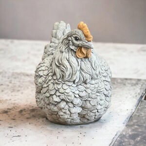 Concrete Hen Chicken Statue Sitting Hen Chicken Figurine Farm Stone ...