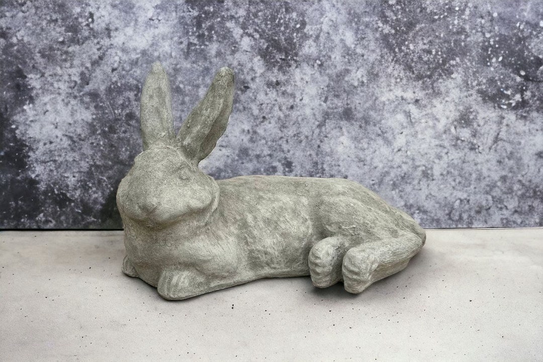 Laying Rabbit With Ears Split Figure Massive Resting Bunny Statue ...