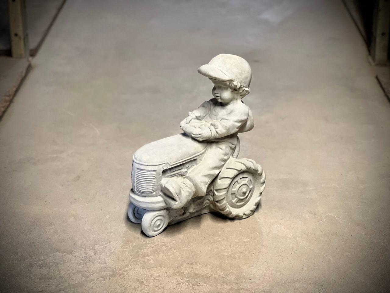 Boy on Tractor Statue Concrete Boy With Tractor Figure Outdoor - Etsy