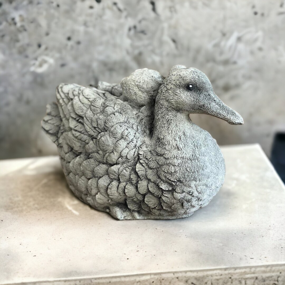 Duck With Little Ducklings on Back Statue Sitting Duck Family Figure ...