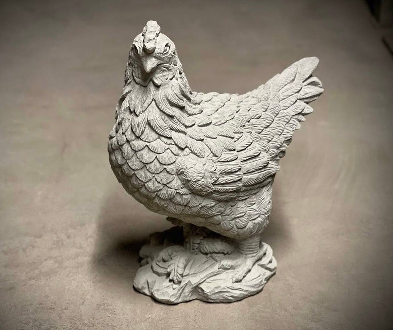 Concrete Standing Chicken Statue Detailed Rooster Figurine - Etsy