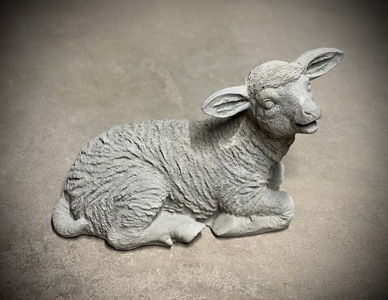 Concrete Lamb Statue Laying Sheep Figurine Resting Farm Lamb - Etsy