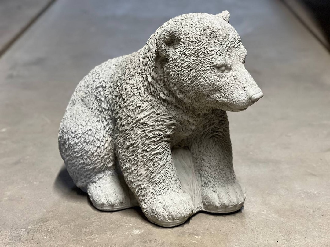 Crouching Bear Statue Concrete Bear Figure Sitting Wild Bear Sculpture ...