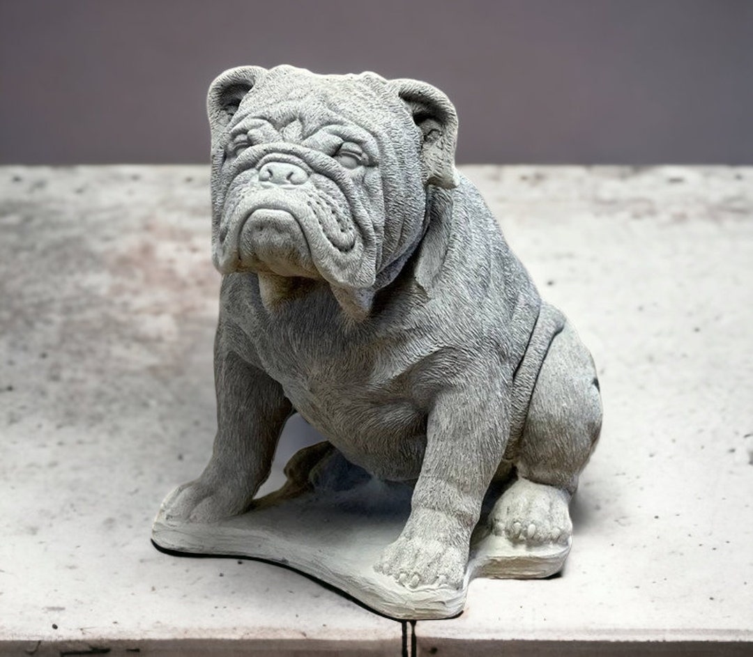 Massive Bulldog Statue Concrete Bulldog Memorial Sculpture Detailed Pet ...