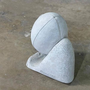 Football on a Stand Statue Concrete Soccer Ball on Base Figurine ...