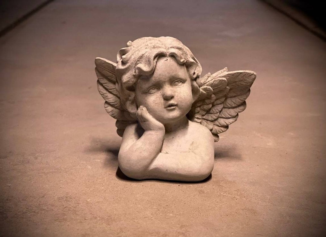 Cherub Angel Bust Statue Concrete Angel Bust With Wings Figure Indoor ...