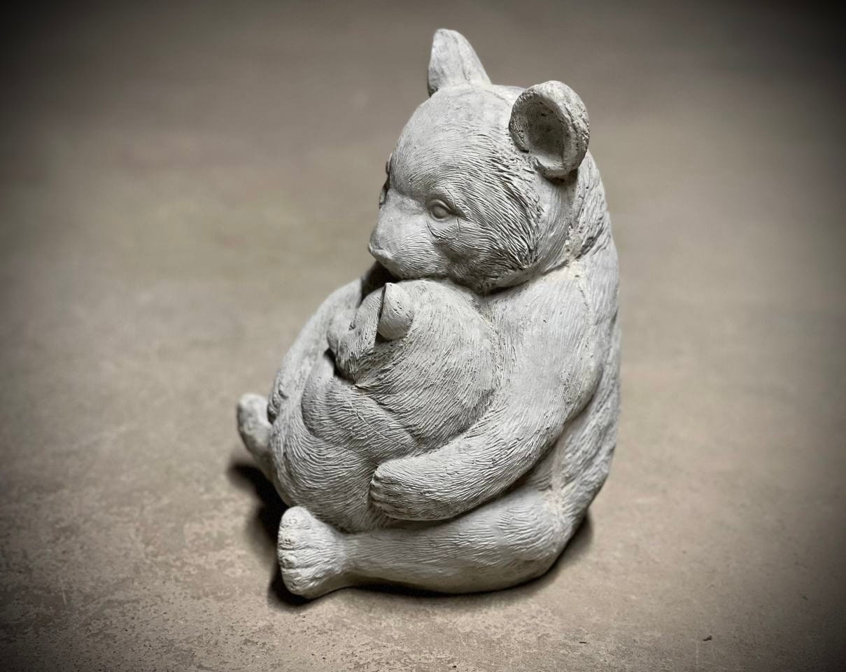 Concrete Panda Bear With Baby Statue Sitting Two Bears Figure Outdoor ...