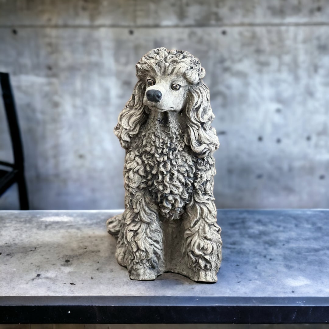 Detailed Sitting Poodle Figure Concrete Poodle Dog Figurine Realistic ...