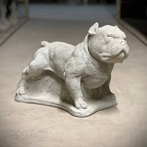 Massive American Bully Dog on Base Statue Concrete Bulldog Memorial ...