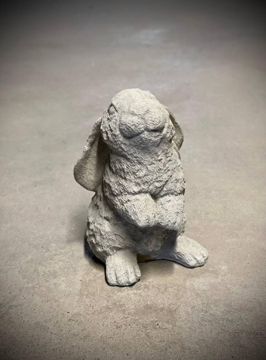 Furry Rabbit Statue Concrete Lop Bunny Figurine Wild Baby - Etsy