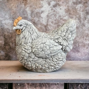 Concrete Hen Chicken Statue Sitting Hen Chicken Figurine Farm Stone ...