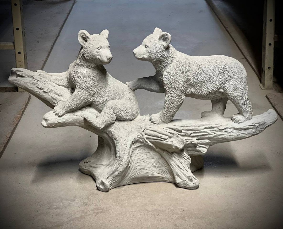 Climbing Bears on a Limb Sculpture Large Two Bears on Stump Statue ...