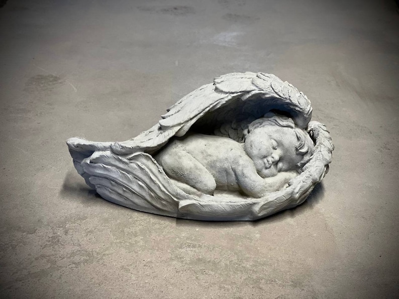 Baby Sleeping in Wings Statue Religious Angel Laying in Wings - Etsy