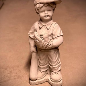 Concrete Baseball Boy Standing Statue Realistic Baseball Child Figurine ...