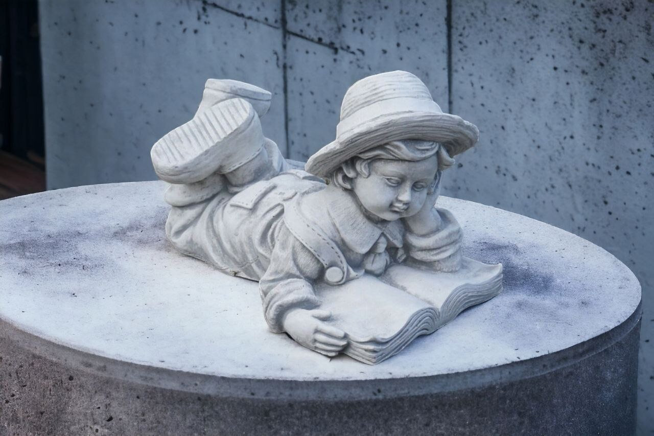 Boy Reading Book Statue Laying Kid With Book Figurine Massive Boy ...